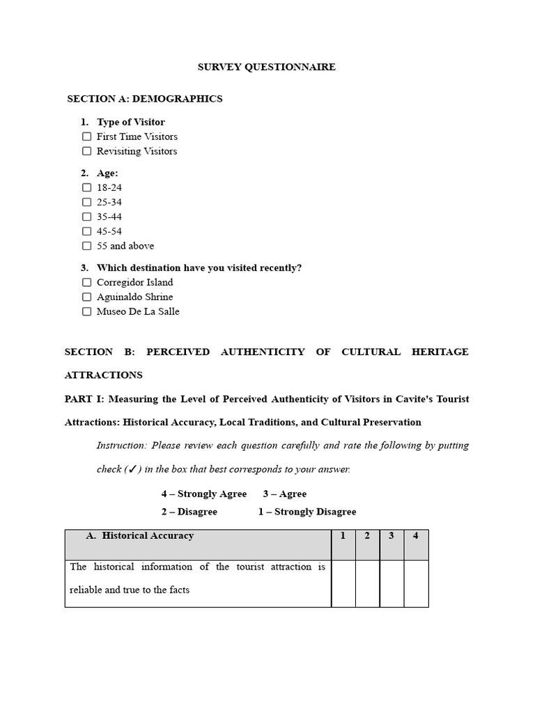Final Survey Questionnaire | PDF | Tourism | Social Psychology