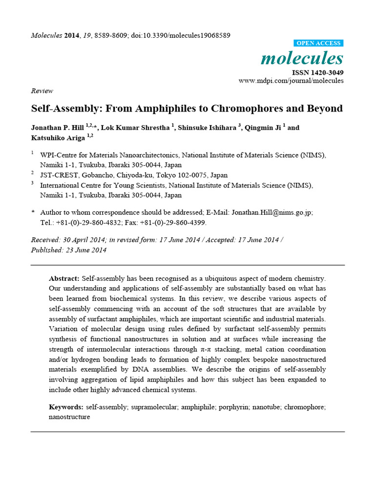 molecules-19-08589-v2 | PDF | Surfactant | Self Assembly