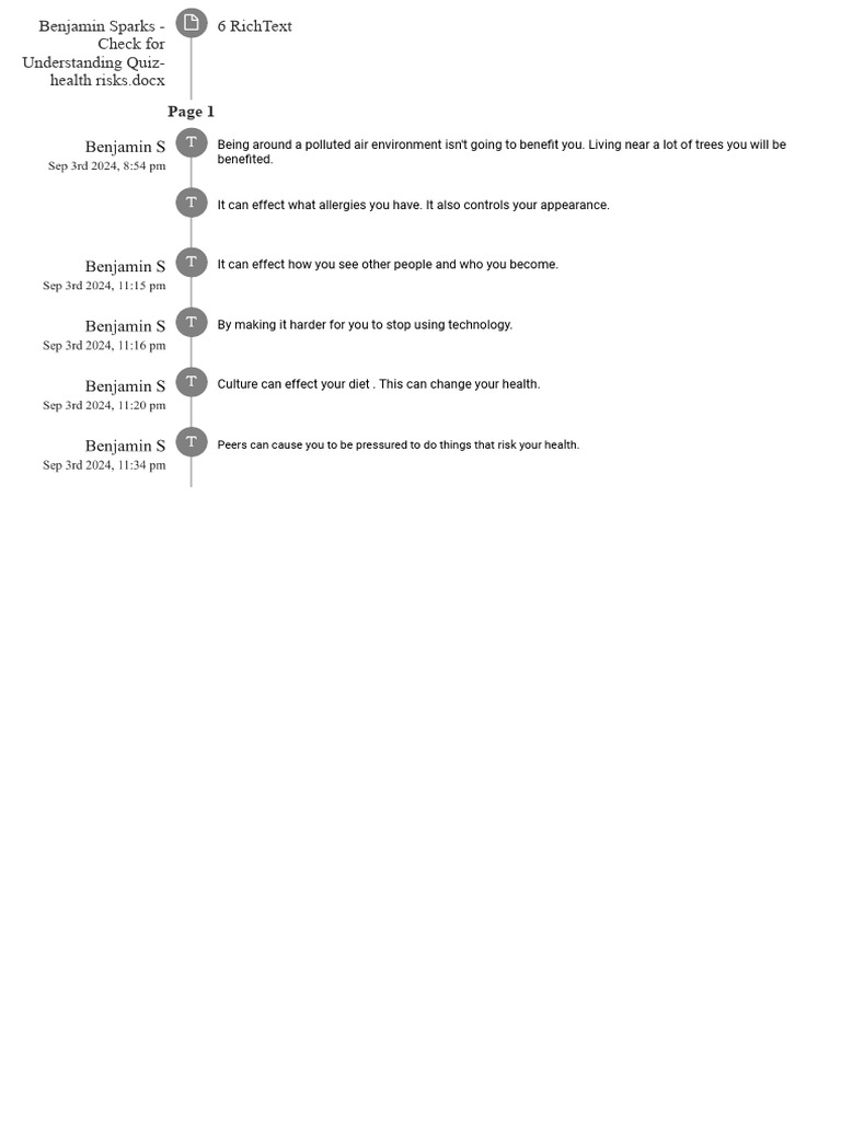 Health Risks Awareness Quiz | PDF