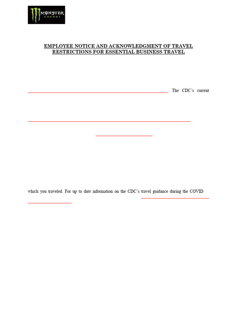 Travel Waiver | PDF | Chronic Condition | Centers For Disease Control ...