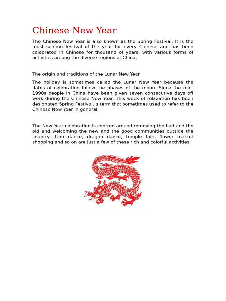 Chinese New Year Traditions Explained | PDF