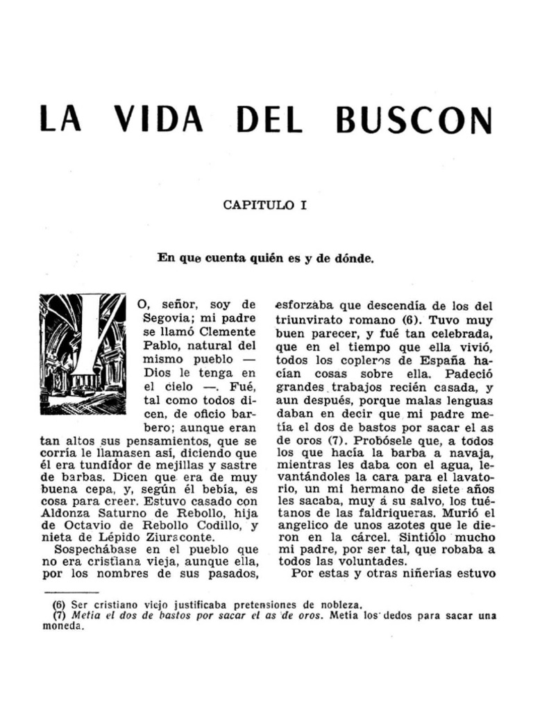 Capitulo 1 - La Vida Del Buscon - Quevedo | PDF