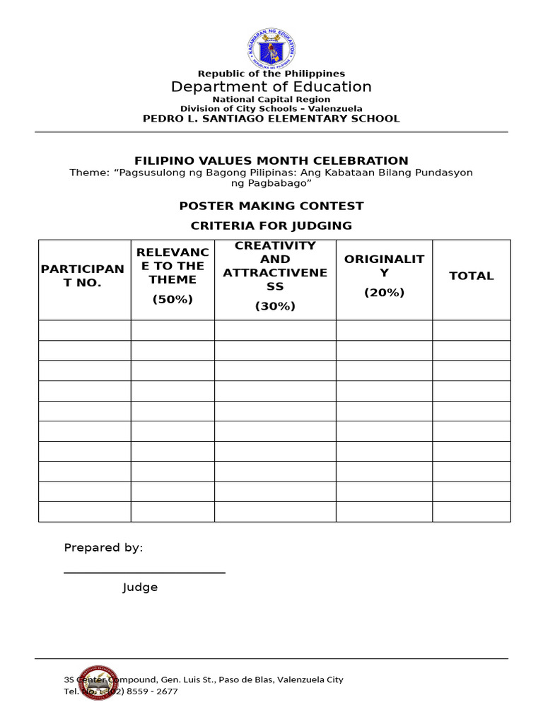 Criteria For Judging - Poster Making Contest | PDF