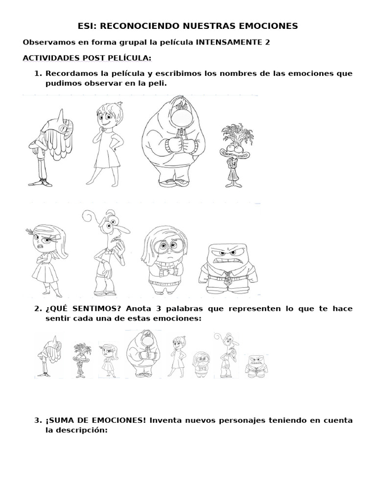 Esi Intensamente 2 Nuevas Emociones Pdf Artes Del Lenguaje Y