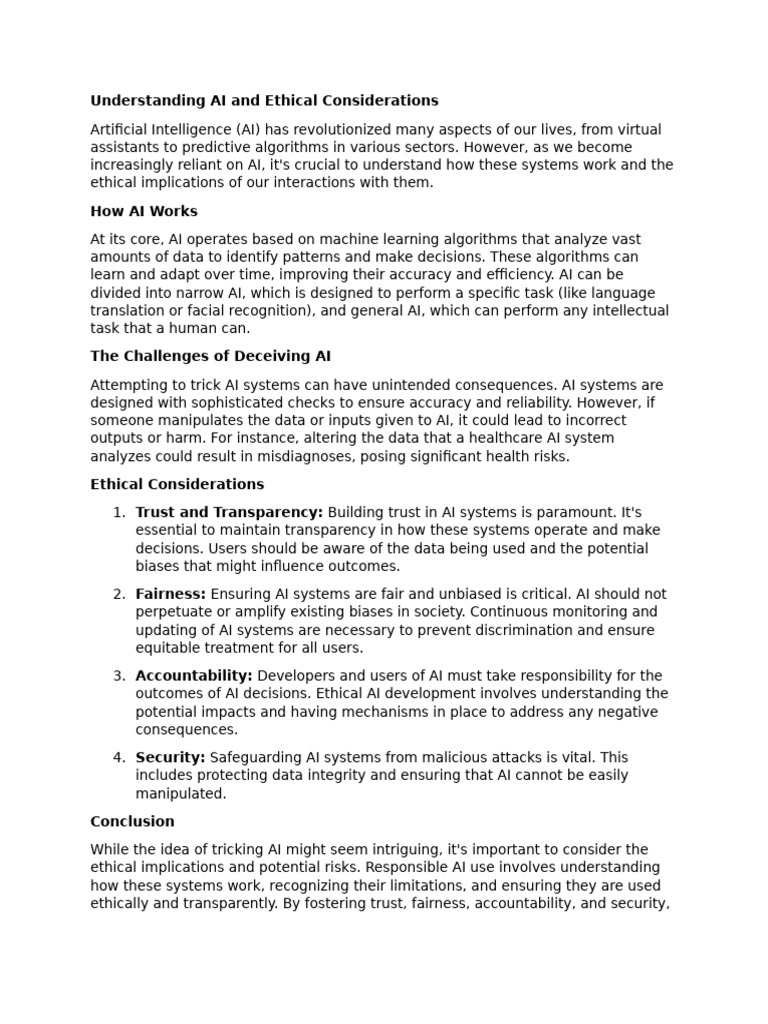 Understanding AI and Ethical Considerations | PDF | Artificial ...