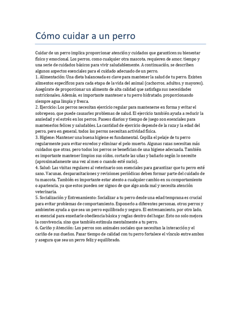 Guía esencial para cuidar a tu perro | PDF