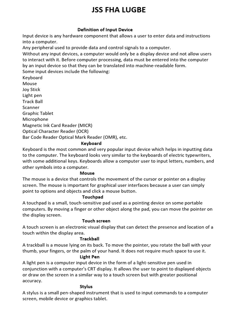 Week 9 Input Device | PDF | Computer Keyboard | Cursor (User Interface) Week 9 Input Device | PDF | Computer Keyboard | Cursor (User Interface)