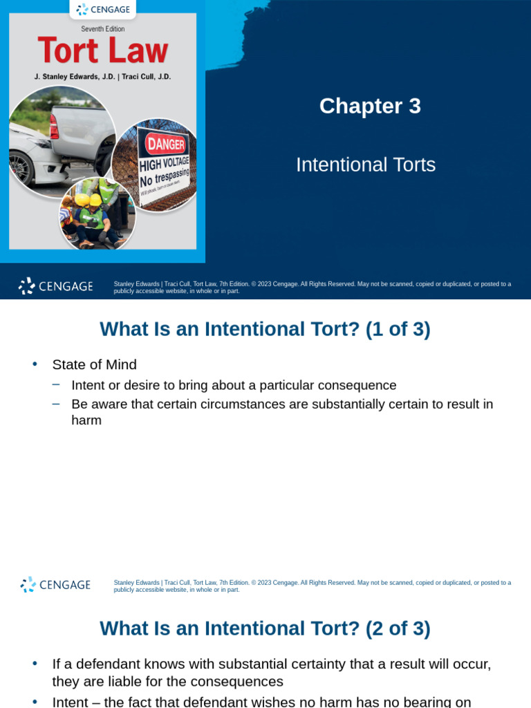 Cull - Tort Law - 7E - PPT - CH03 - Final | PDF | Conversion (Law) | Trespass