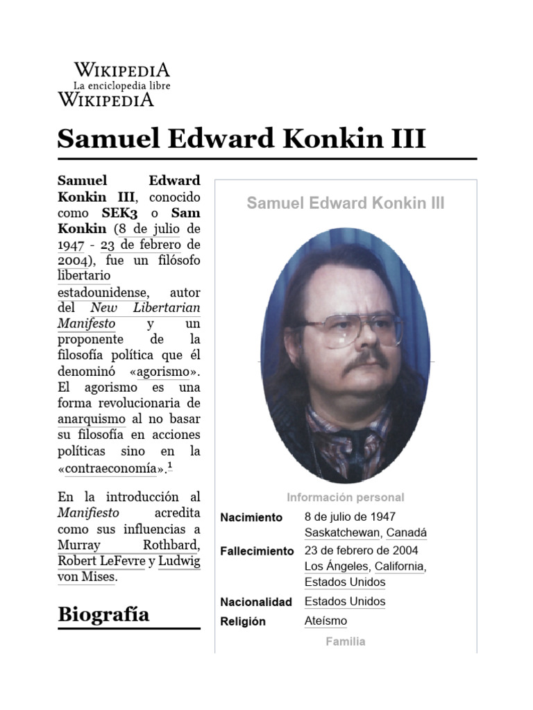 Samuel Edward Konkin III | PDF | Libertarismo | Individualismo