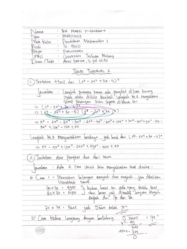 Tugas Tutorial 2 - IKA MARTI NINGSIH - Pendidikan Matematika I | PDF