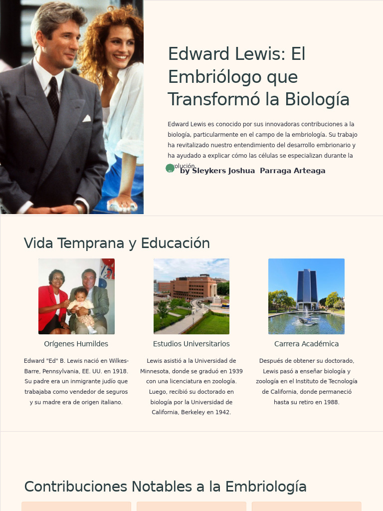 Edward Lewis: Pionero en Embriología | PDF | Biología | Evolución