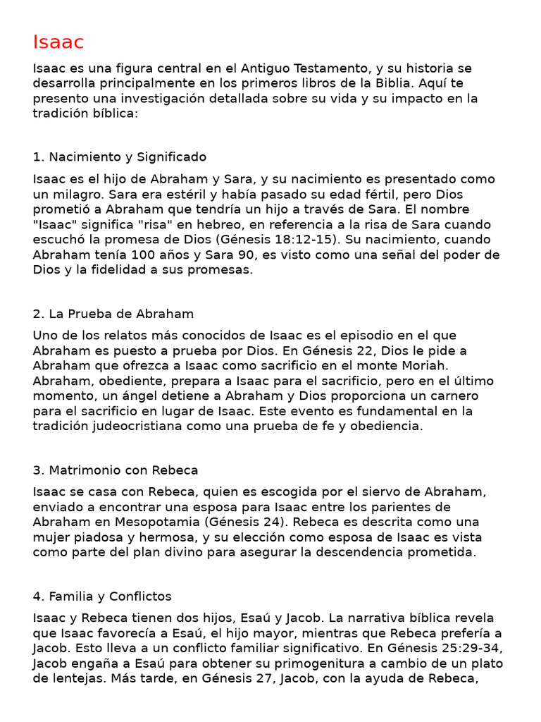 Isaac: Patriarca y Promesa Divina | PDF | Isaac | Abrahán