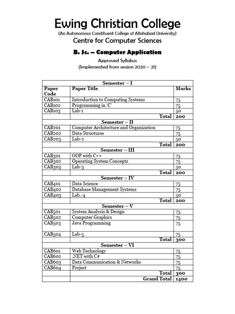 Computer Application Syllabus Ecc Pdf Computer Network Method