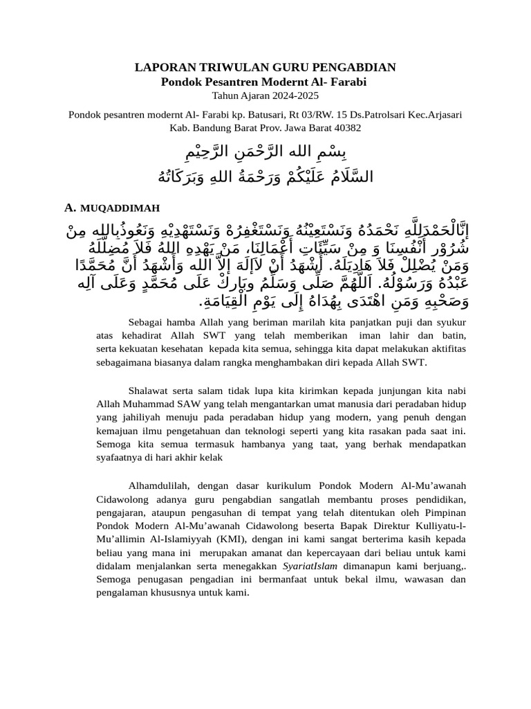 LPRN Triwulan Pertama Guru Pengabdian Luar1 Resti Agustin (Al - Farabi) | PDF