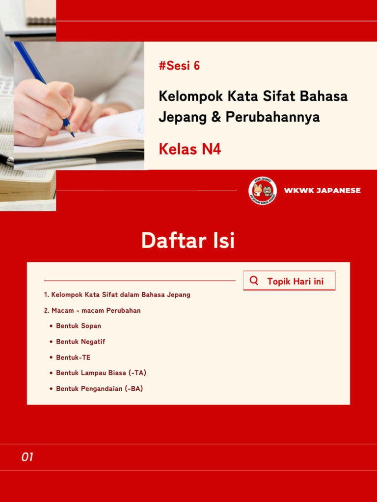 N4 Sesi 6 - Kelompok Kata Sifat Bahasa Jepang & Perubahannya | PDF