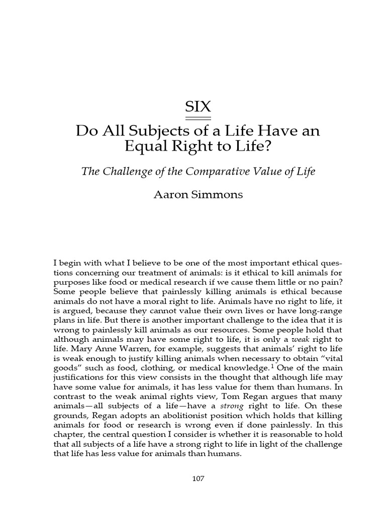 Aaron Simmons (2016) Do All Subjects of A Life Have An Equal Right To ...