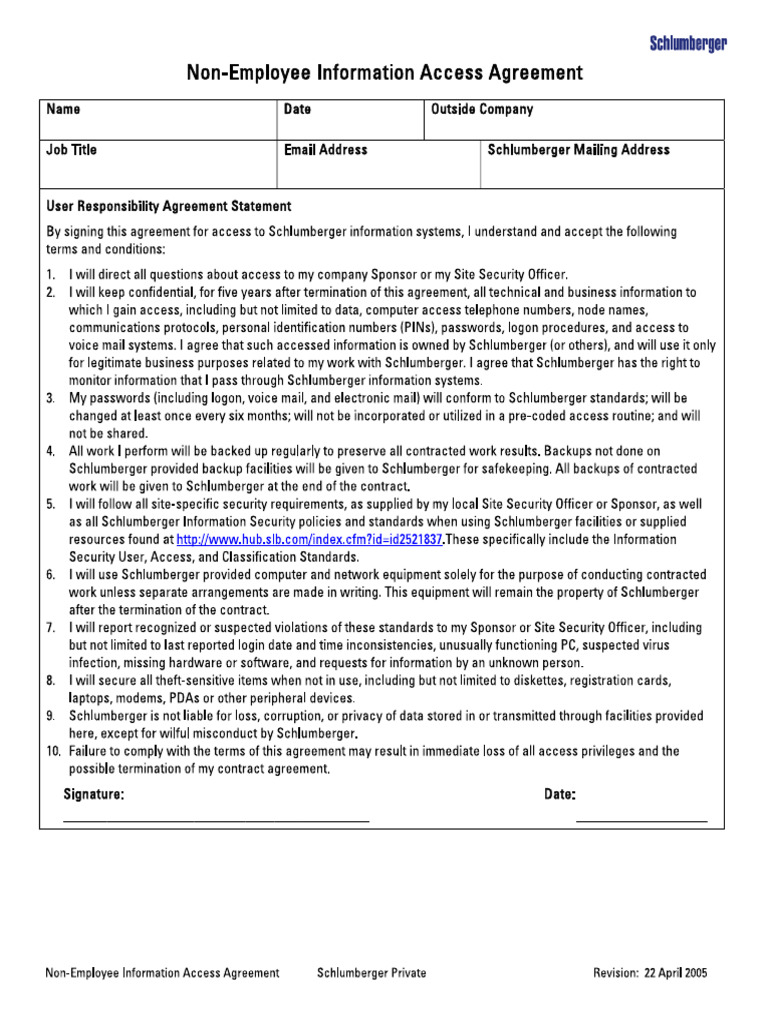 Non Employee Access Agreement | PDF