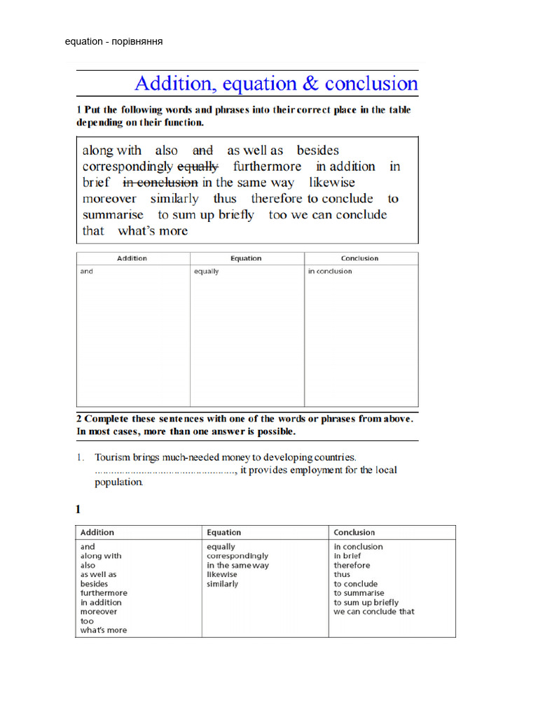Addition, Equation, Conclusion | PDF