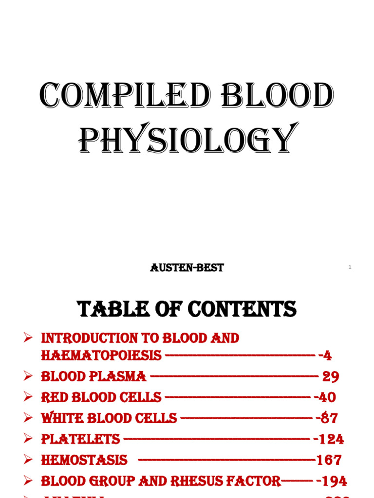 Blood Physiology Essentials | PDF | Haematopoiesis | Red Blood Cell