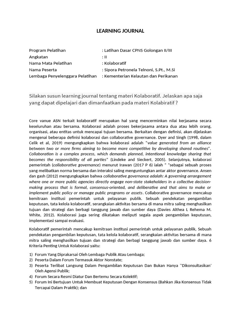 Learning Journal | PDF | Karier & Perkembangan