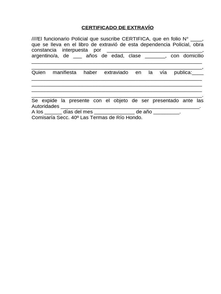 Certificado de Extravio | PDF | Finanzas y dinero