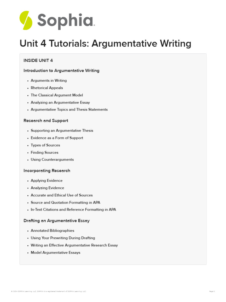 Unit 4 Tutorials Argumentative Writing | PDF | Rhetoric | Logos