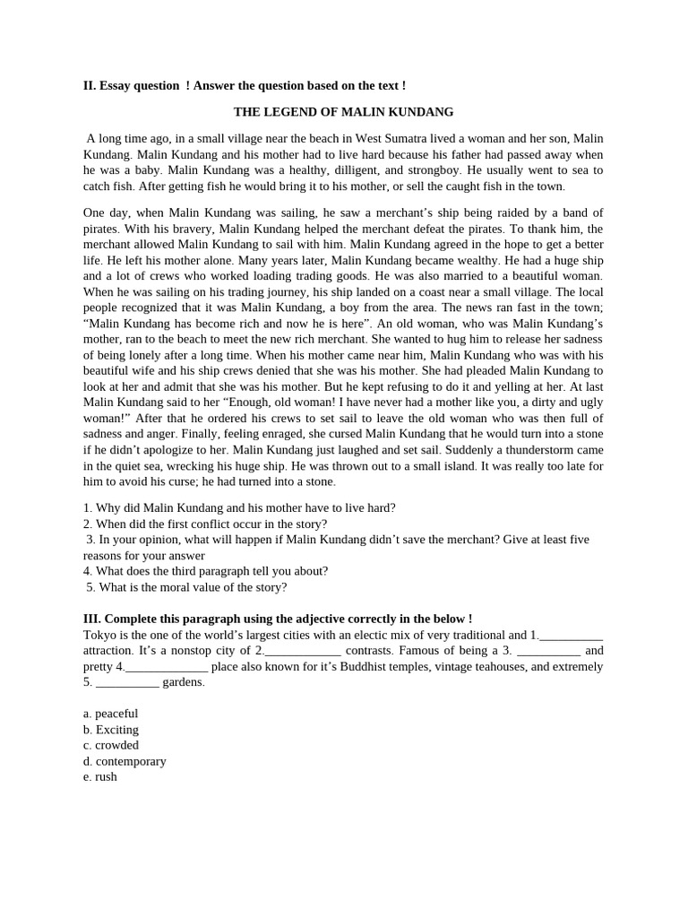 Soal Essay Dan Mencocokan Kelas X Fix | PDF