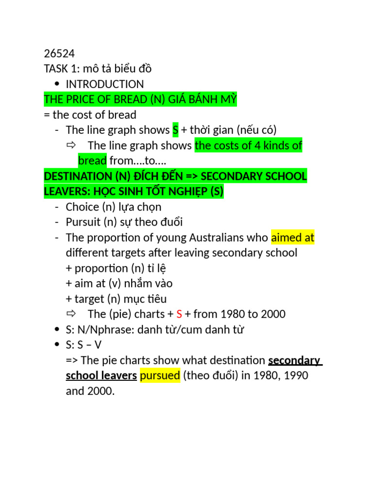 Destination (N) Đích Đến => Secondary School Leavers: Học Sinh Tốt Nghiệp (S) | PDF | Foreign ...