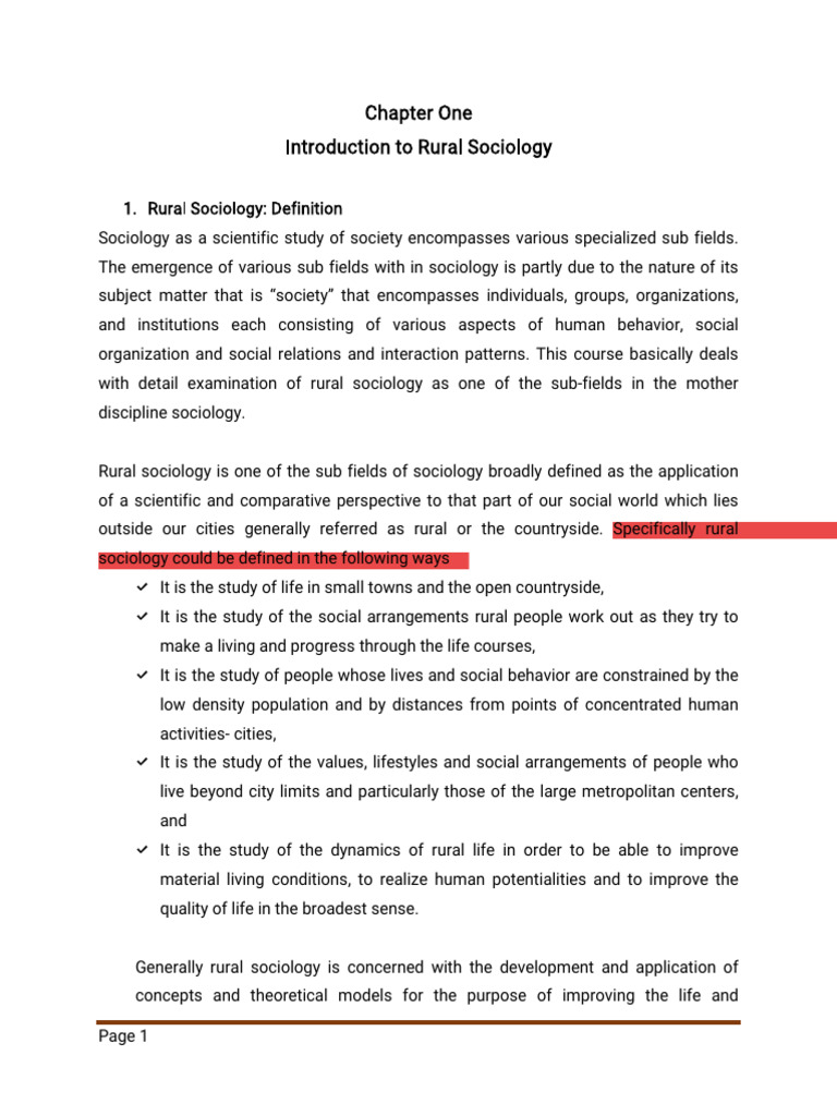 Introduction to Rural Sociology Basics | PDF | Sociology | Political ...