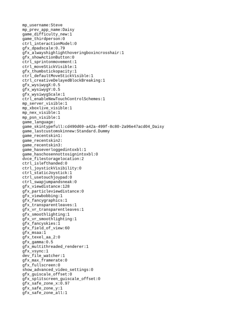 Minecraft User Settings Configuration | PDF