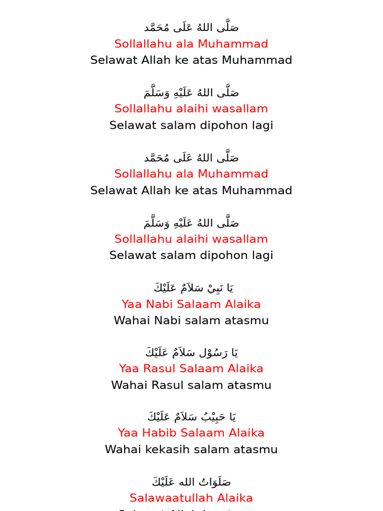 Teks Selawat Maulidur Rasul | PDF | Muhammad | Islamic Belief And Doctrine