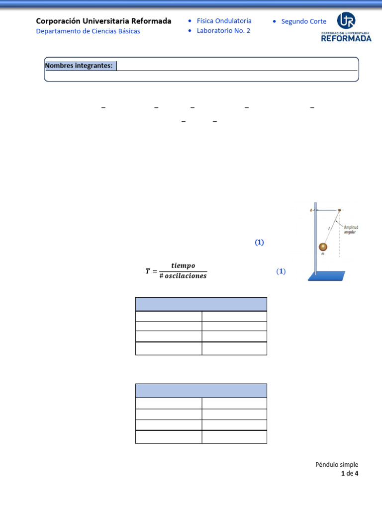 Guía de Laboratorio: Péndulo Simple | PDF | Péndulo | Oscilación