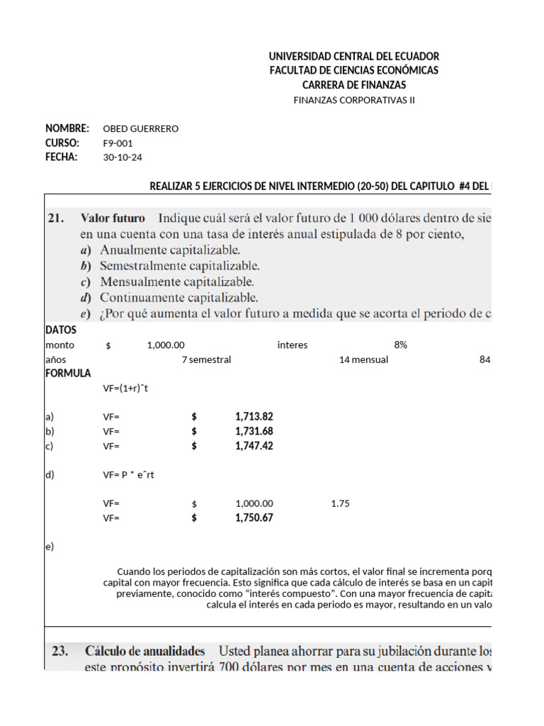 Deber Obed Cap 4 | PDF | Business | Dinero