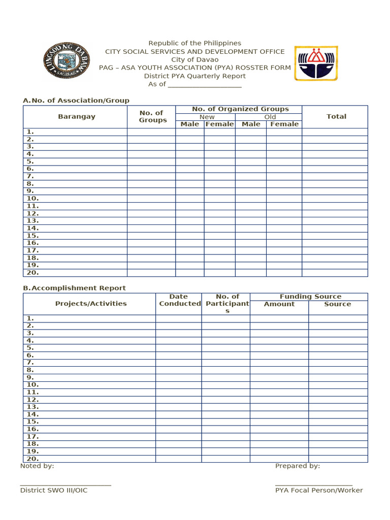 District Pya Quarterly Report Form | PDF | Social Science