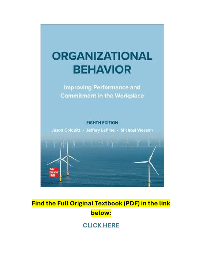 Organizational Behavior Textbook PDF Download | PDF | Motivation ...