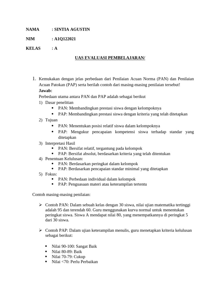A1q122021 - Sintia Agustin - Uas Evaluasi Pembelajaran | PDF