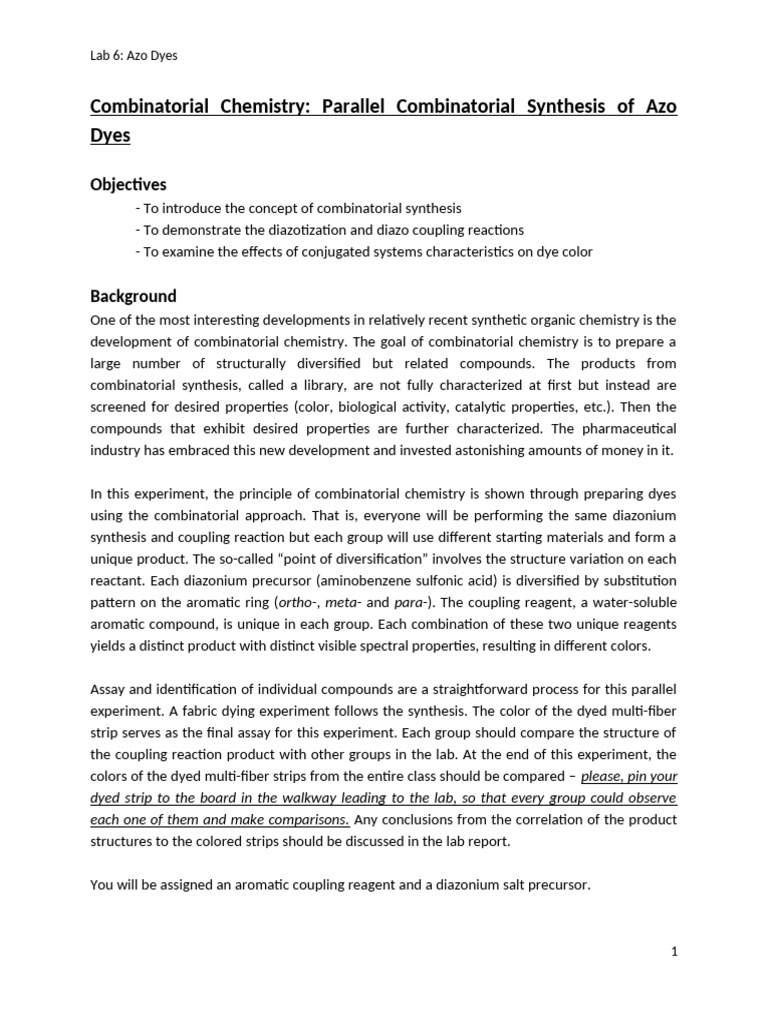 04 - Azo Dyes - Diazotization Reaction - Tagged | PDF | Dye | Dyeing