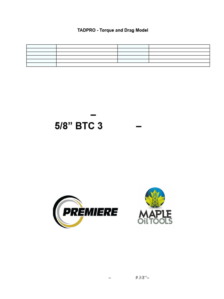 Simulación Torque y Arrastre - Casing 9.625in - Pozo Clarinete 7 - Survey Final | PDF ...