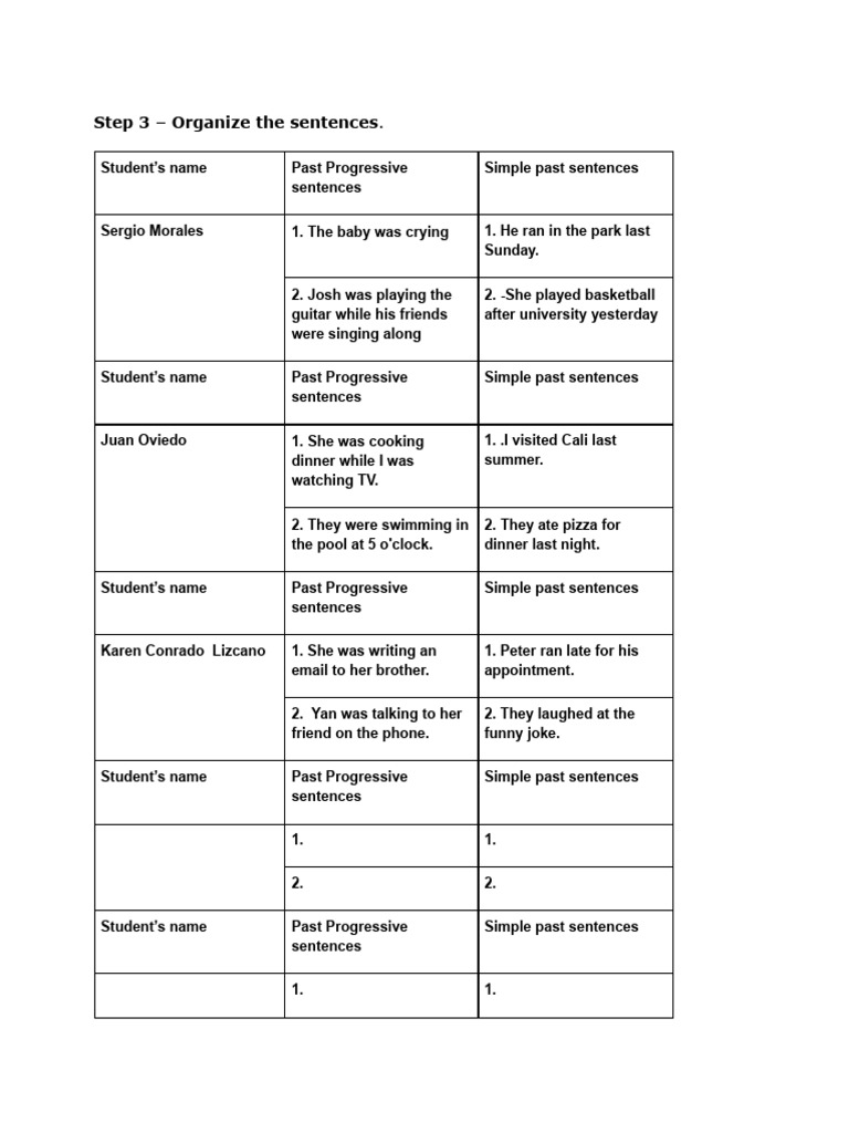Step 3 - Organize The Sentences | PDF