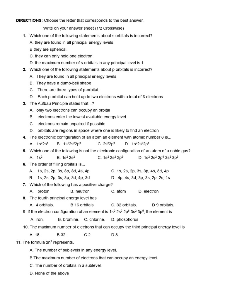 Science9_test-3 | PDF | Atomic Orbital | Electron Configuration
