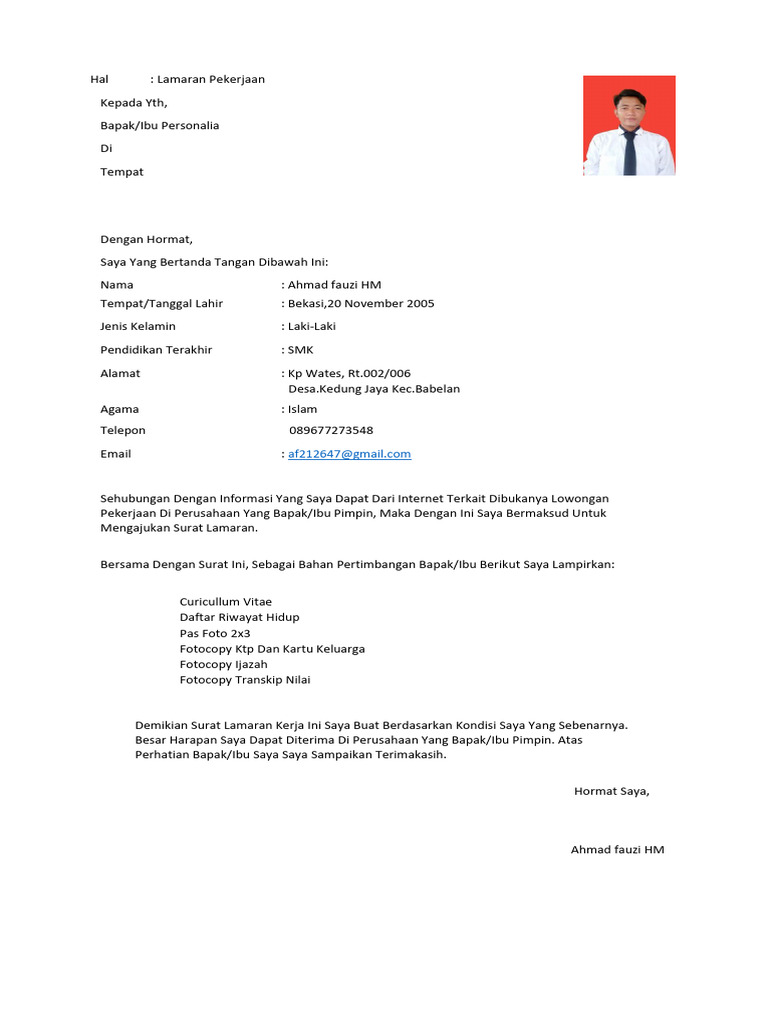 CV Ahmad Fauzi HM Terbaru 2024 | PDF