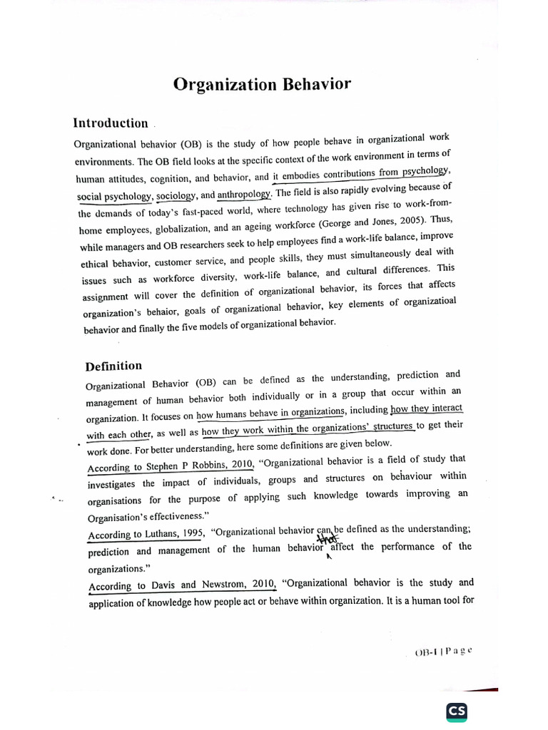 Organization Behaviour | PDF