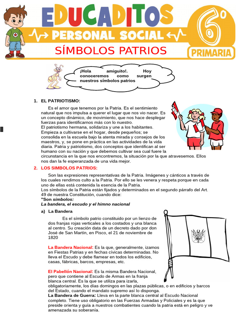 Hoja De Trabajo De Símbolos Americanos De Primer Grado