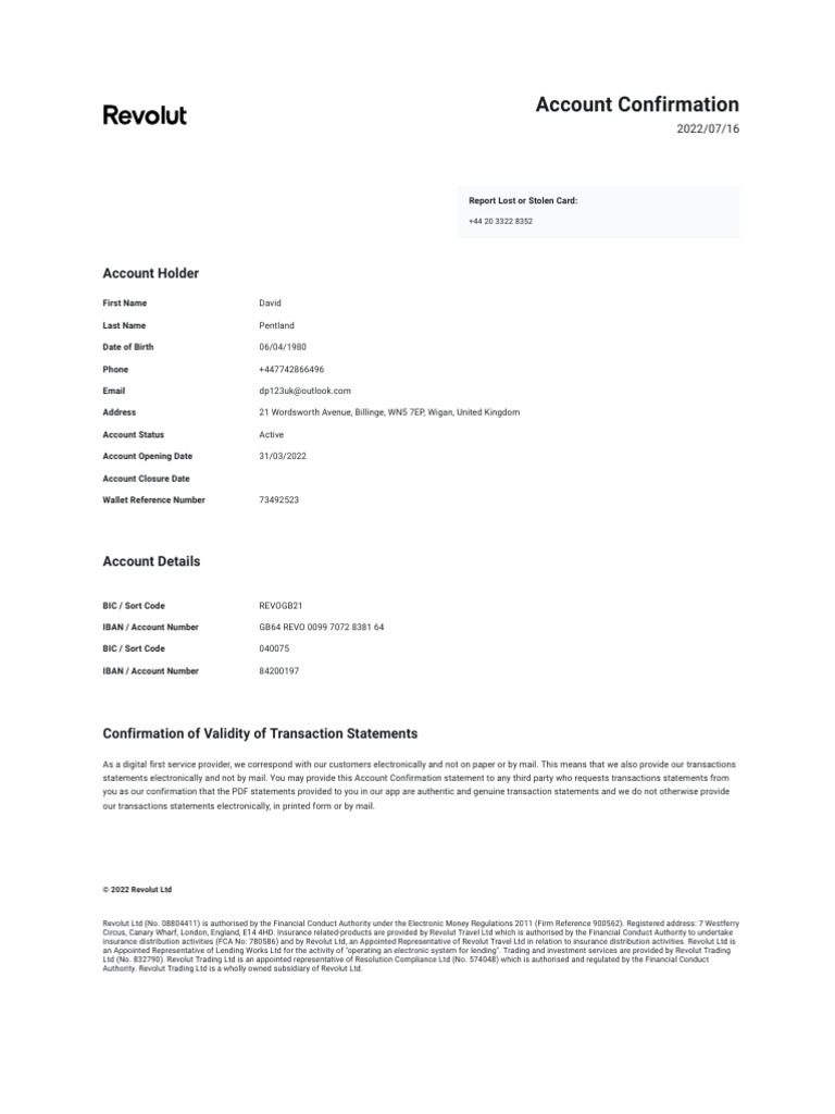 account_confirmation | PDF | Banking | Banking Technology