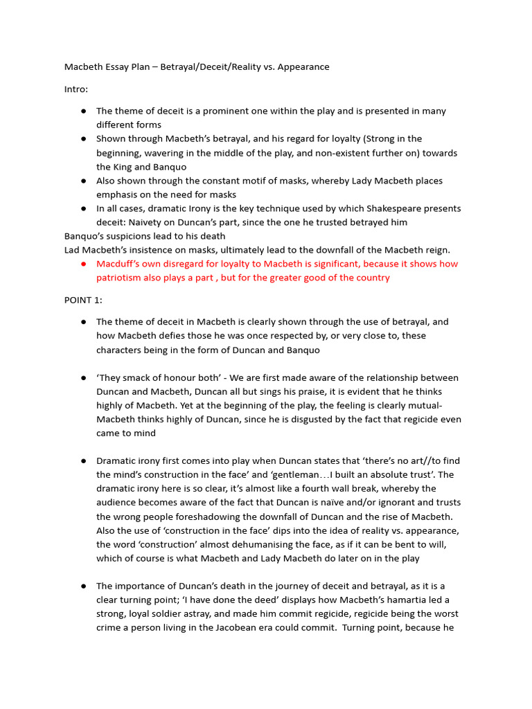 DECEIT in Macbeth | PDF | Macbeth