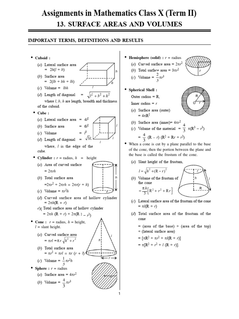 Karnataka SSLC Maths CH 13 Study Materials | PDF | Sphere | Area