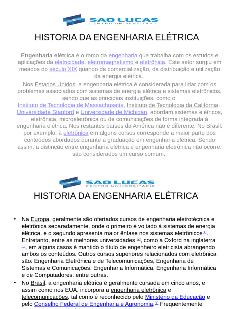 História Da Engenharia Elétrica Pdf Engenharia Elétrica Engenharia