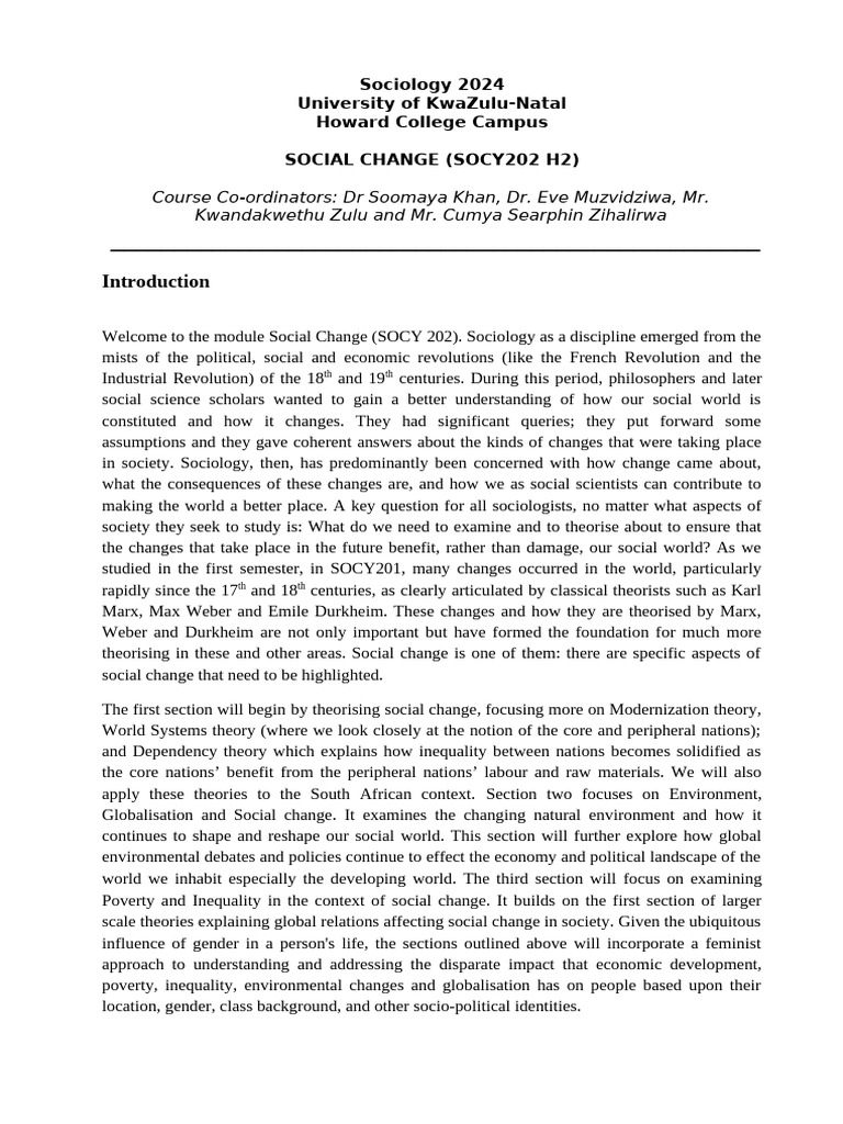 SOCY 202 Course Outline 2024 | PDF | Sociology | Plagiarism