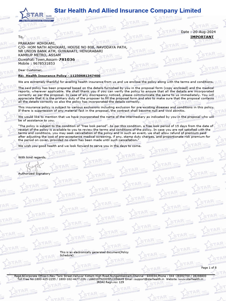 Star Health Insurance Policy Details | PDF | Insurance | Surgery