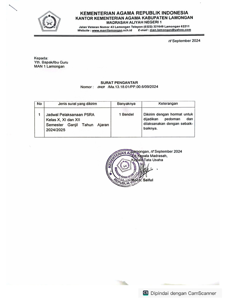 Jadwal Pelaksanaan P5RA | PDF